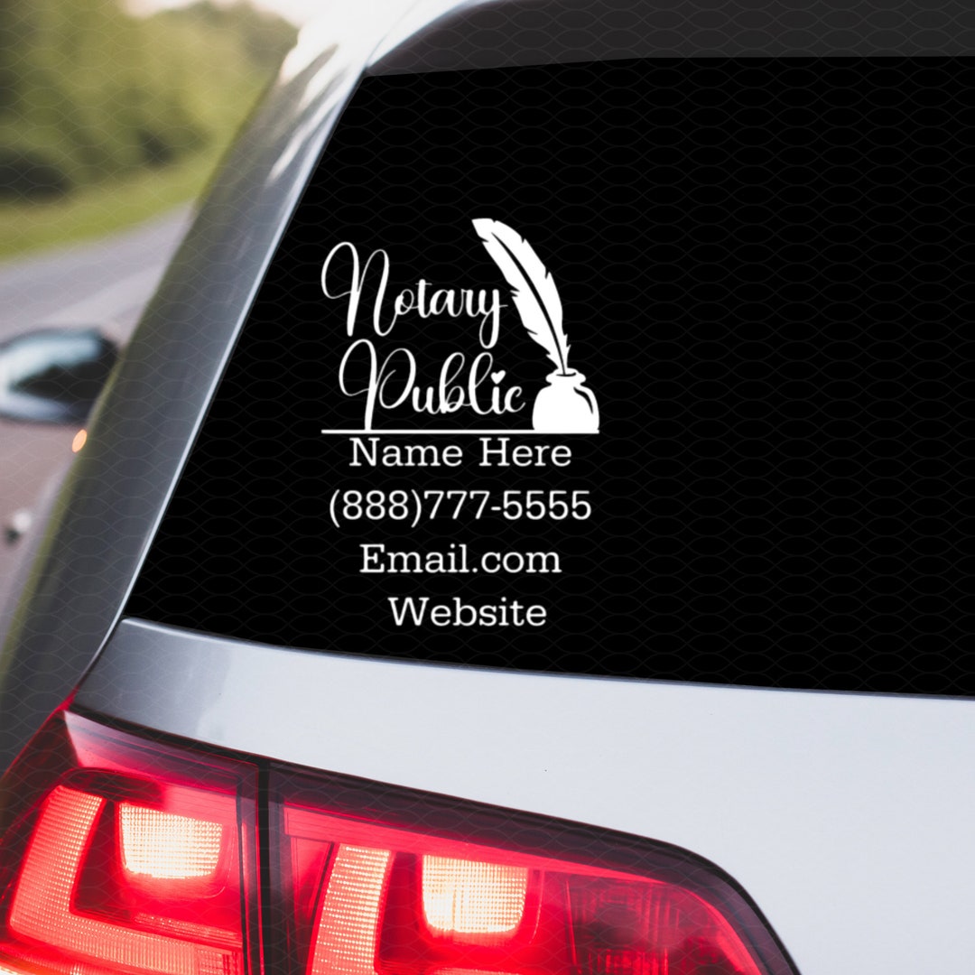 Notary Public Decal| Decals for Notaries| Professional Car Decals ...