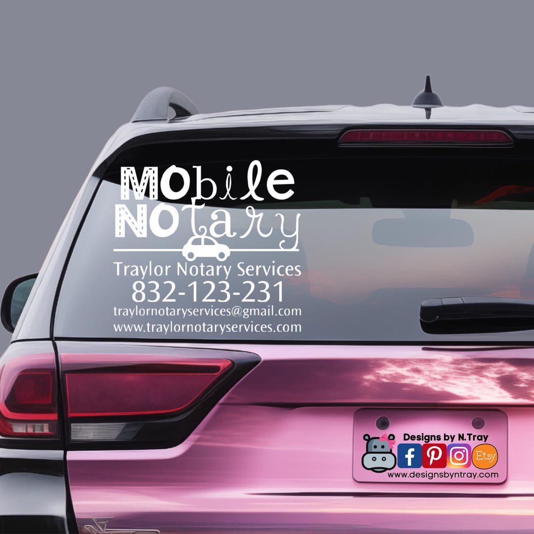 Mobile Notary Car Decal | Professional Vinyl Window Sticker - Etsy