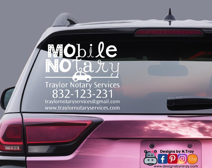 Mobile Notary Public Decal| Decals for Notaries| Professional Car ...