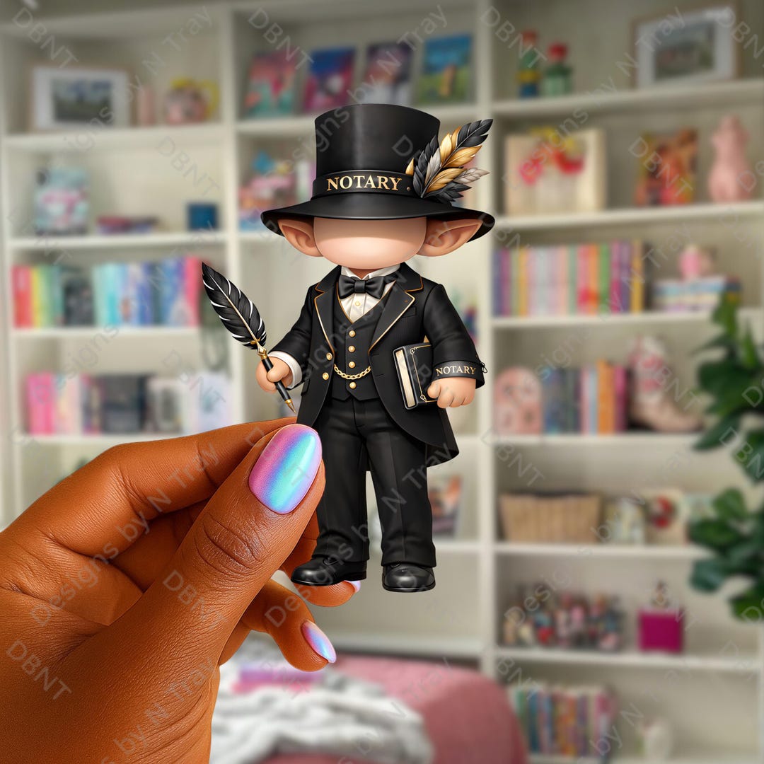 Historical Notary Gnome Sticker – Black Suit Style | Vintage Quill Era ...