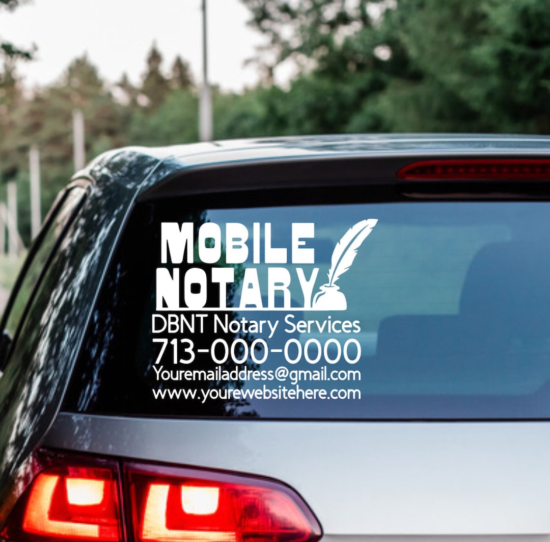 Mobile Notary Public Vinyl Car Decal - Stand Out With Eye-catching ...