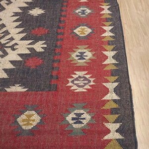Handmade Wool Jute Rug, Navajo Kilim Rug, Aztec Rug, Accent Rug ...
