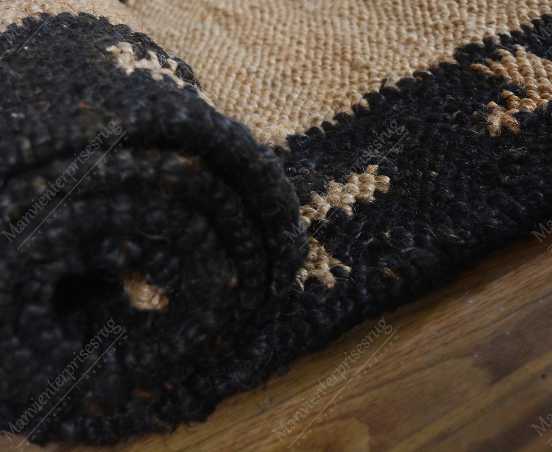 Handmade Natural and Black Plus Jute Rugs-large Area Jute Rugs-black ...
