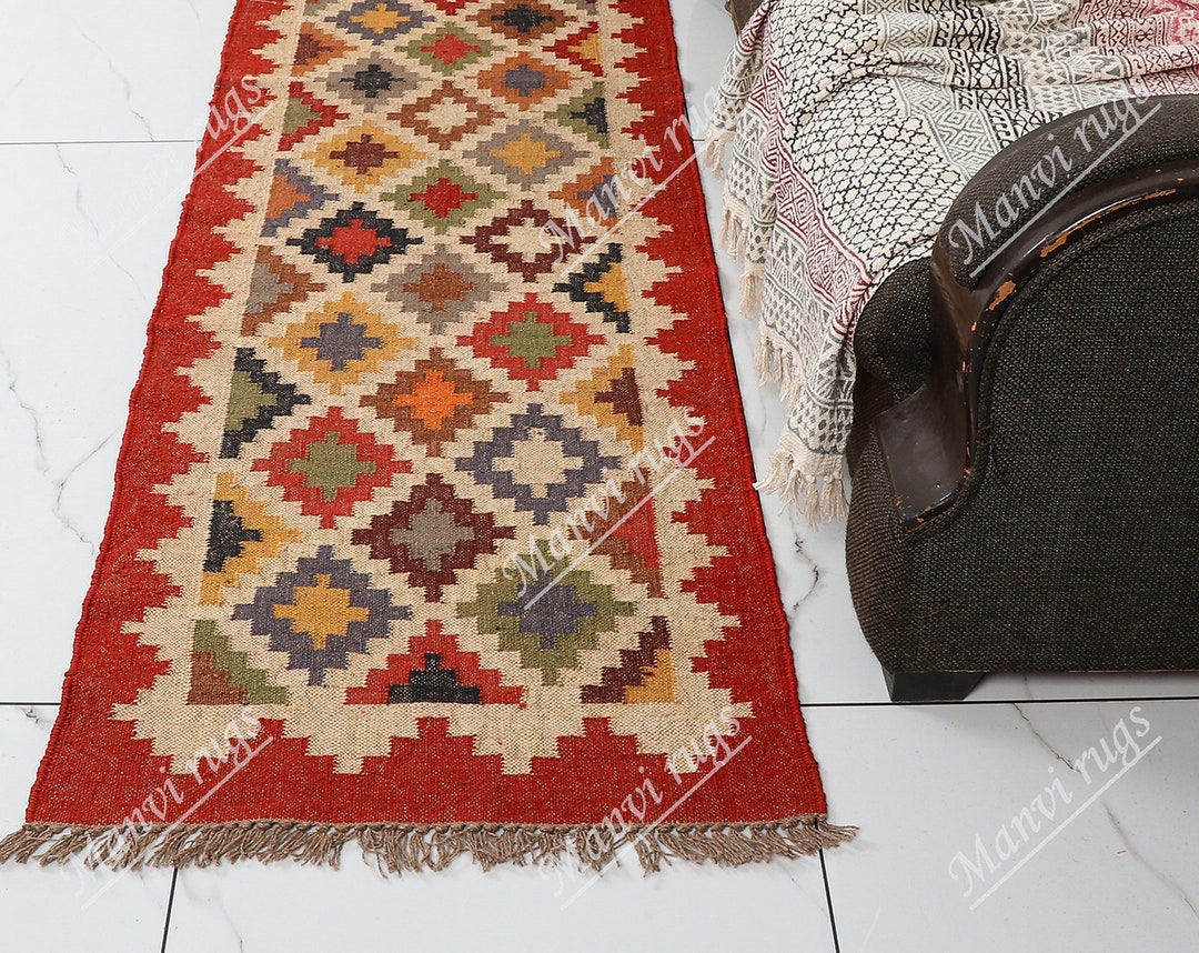Wool Jute Kilim Multi Color Runner Rug,bedside Runner,custom Stair ...