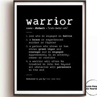 Warrior Definition Printable Wall Art, Warrior Meaning Digital Download ...