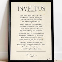 Invictus Poem 1895 William Ernest Henley Famous Poem Poster Living Room ...