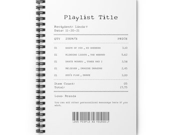 Personalized Best Friend Song Receipt Notebook Friendship | Etsy