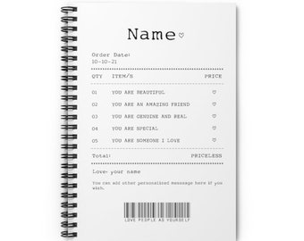 Personalized Best Friend Song Receipt Notebook Friendship | Etsy