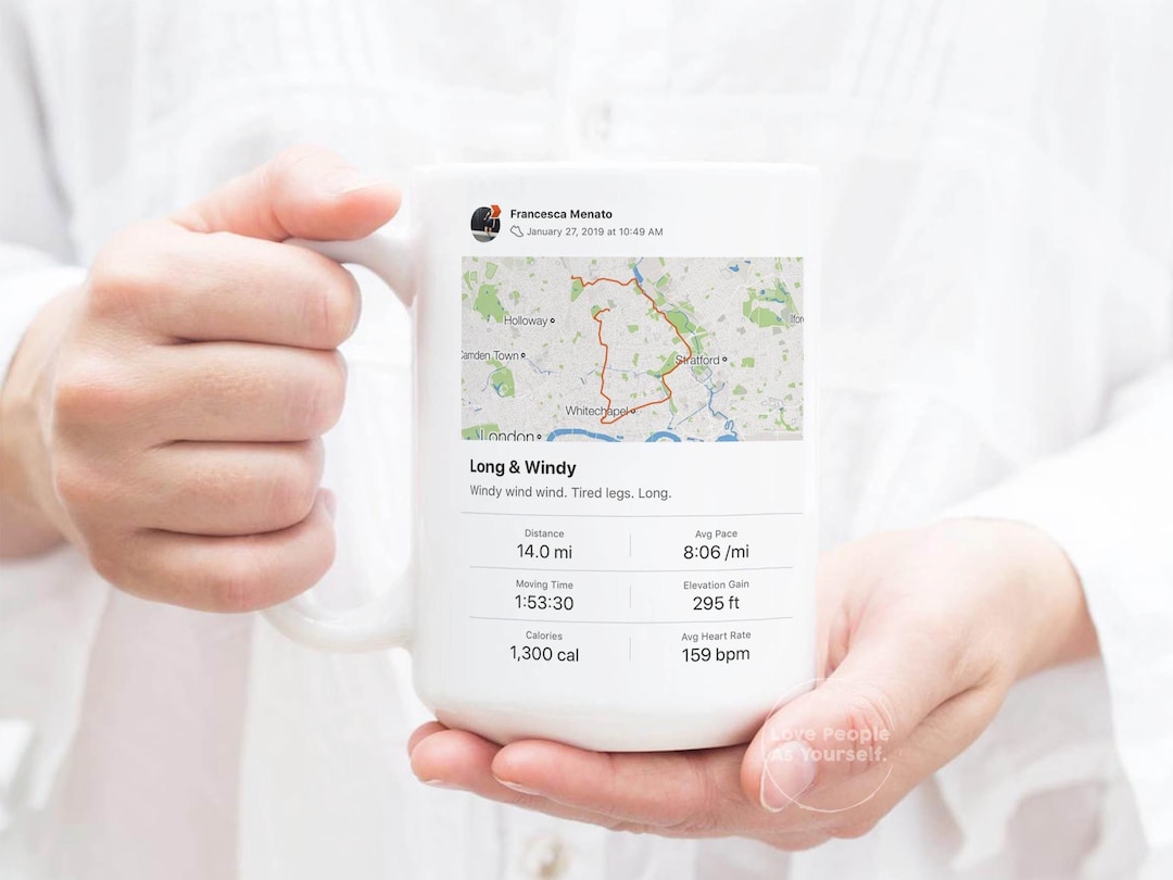 Strava Map Coffee Mug, Runner Mug Gift, Custom Running Sport Activity ...