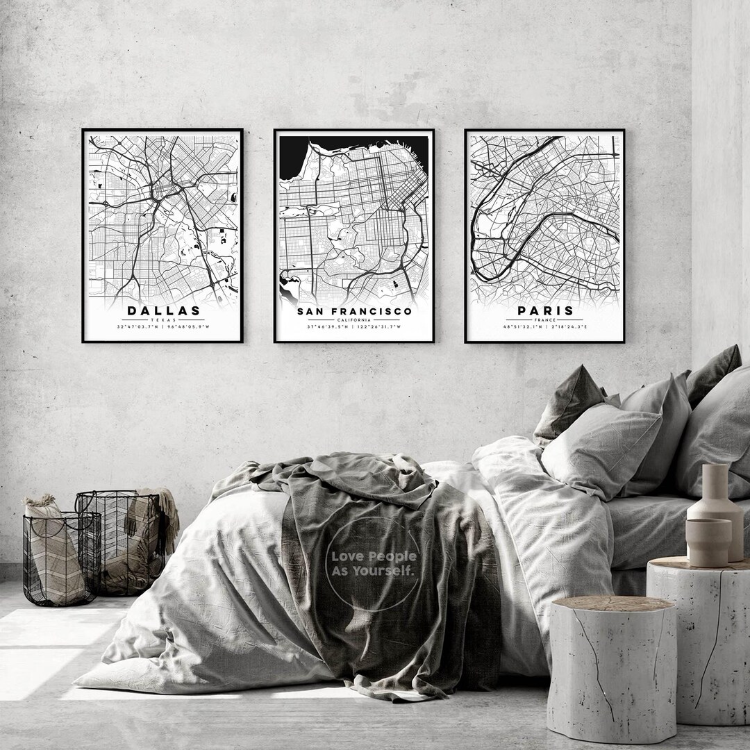 Custom City Map With Frame, 3 for 2 Any Town, Any City, Personalized ...