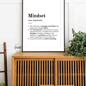 Mindset Definition Print, Office Wall Art, Home Office, Inspirational ...