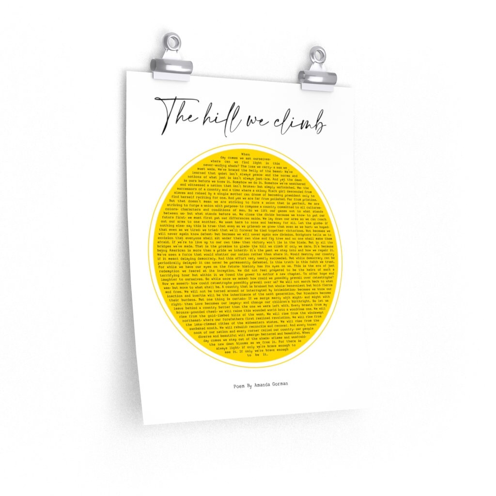 Amanda Gorman Full Poem the Hill We Climb American Poet - Etsy