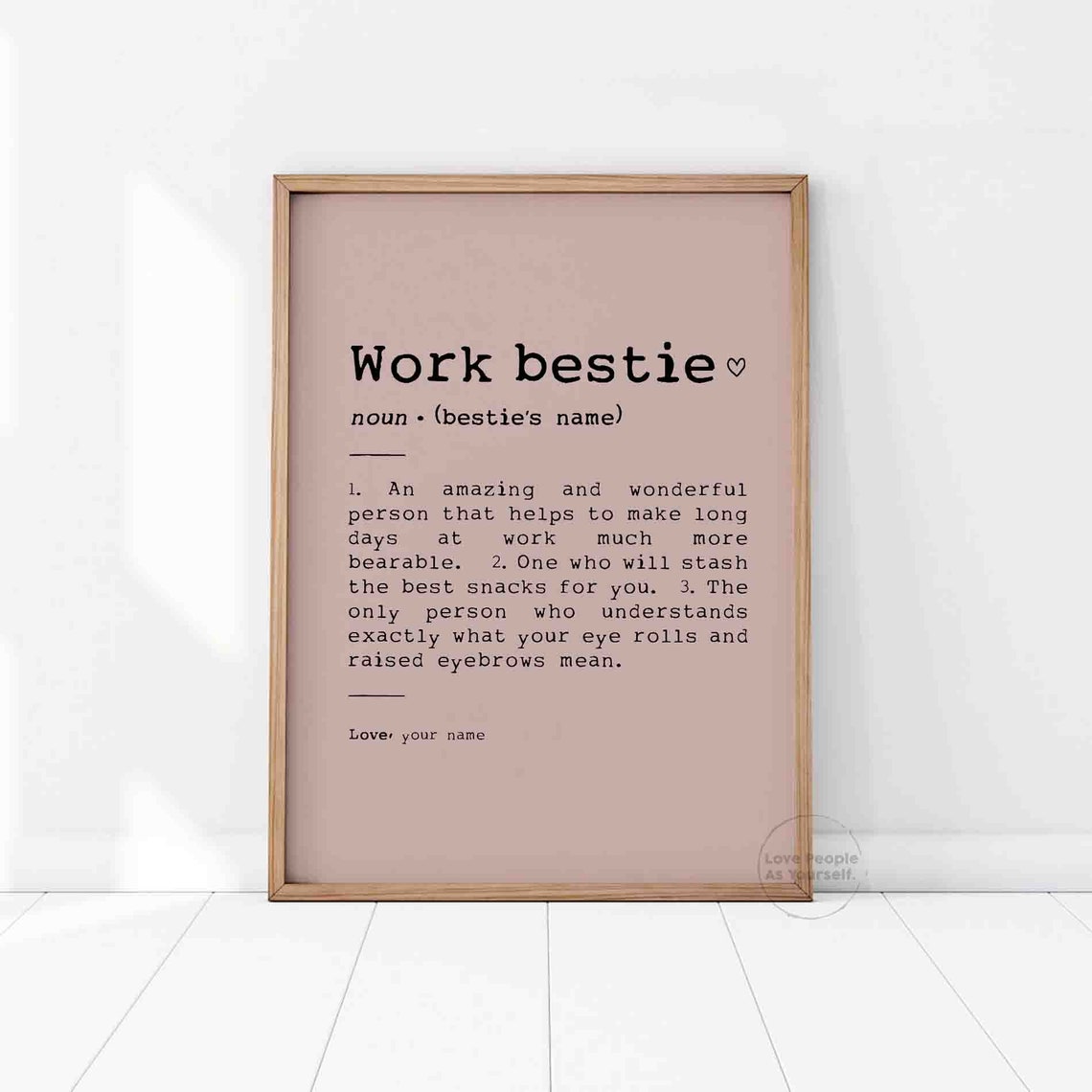 Work Bestie Definition Print, Personalized Custom Gift for Colleague ...