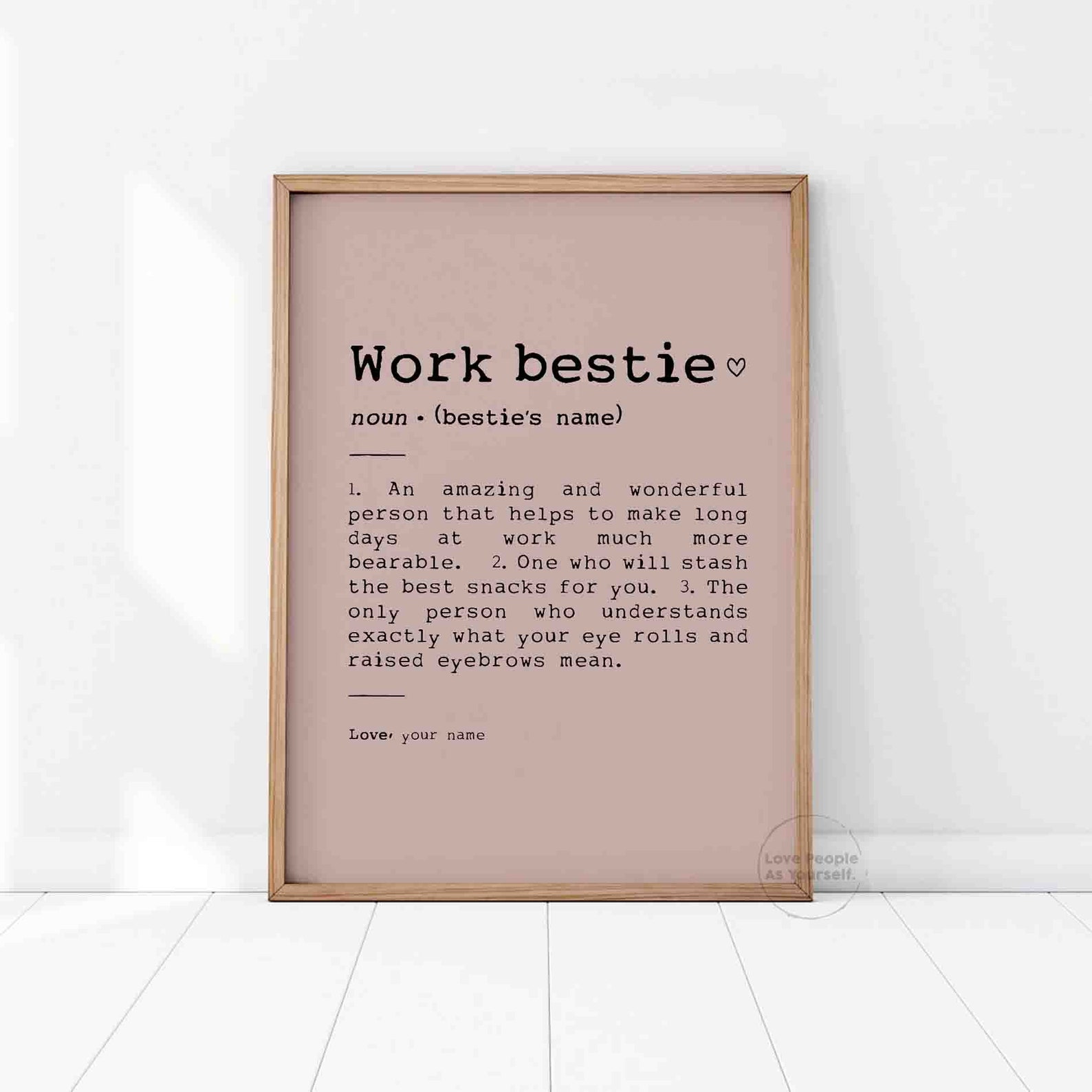 Work Bestie Definition Print, Personalized Custom Gift for Colleague ...