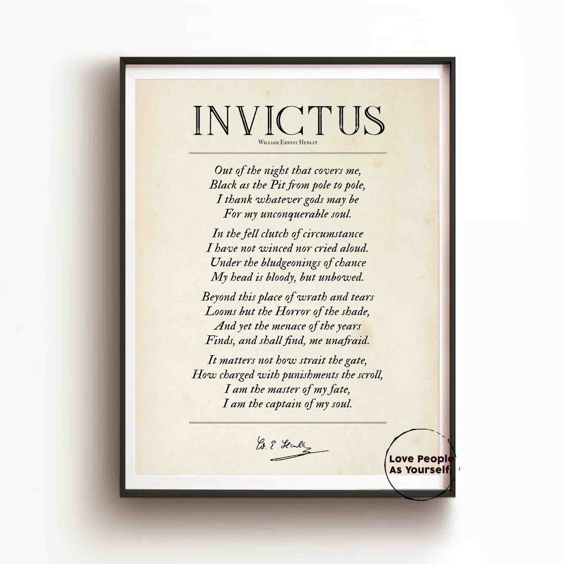 Invictus Poem William Ernest Henley Print Fathers Day Gift | Etsy