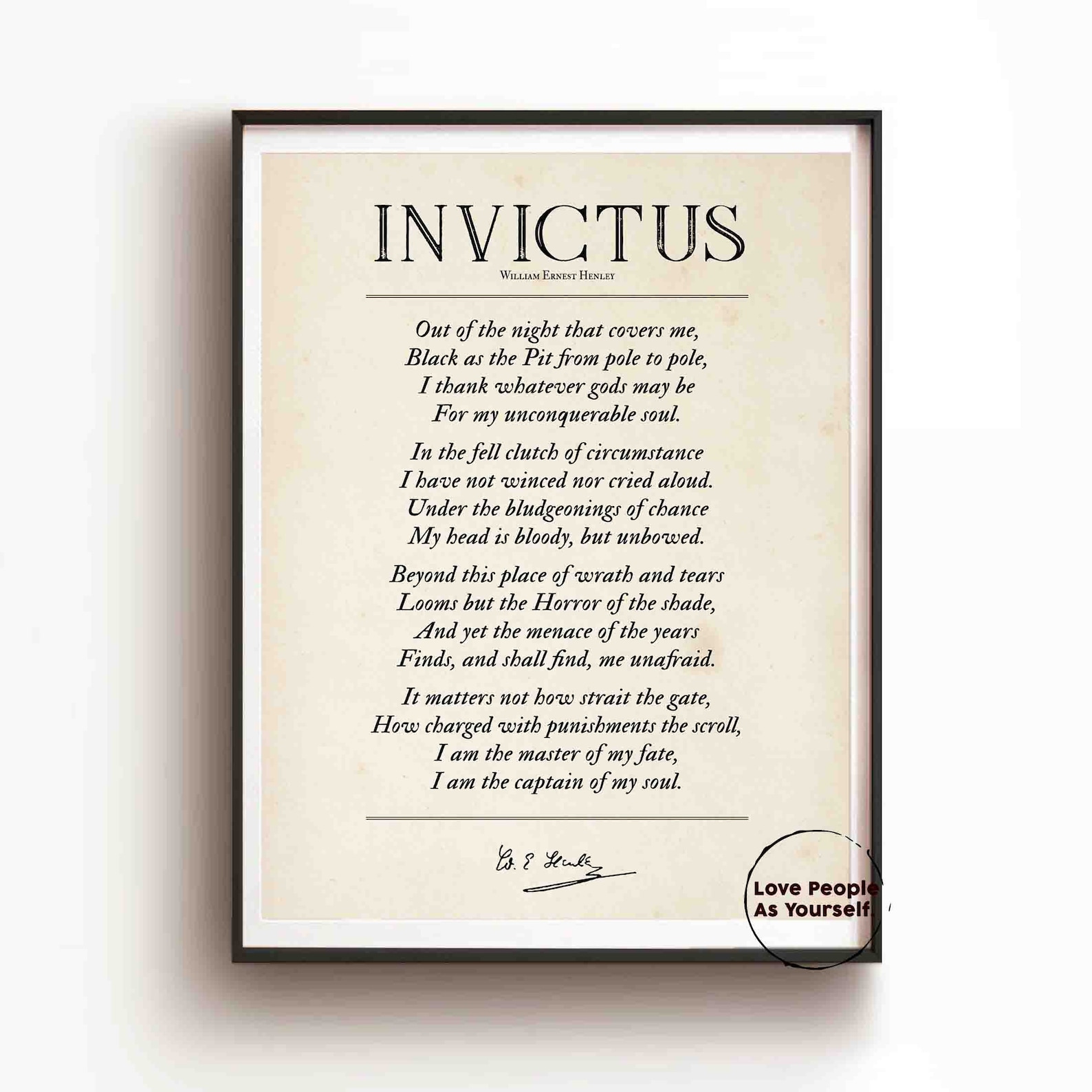 Invictus Poem, William Ernest Henley Print, Fathers Day Gift Poetry ...