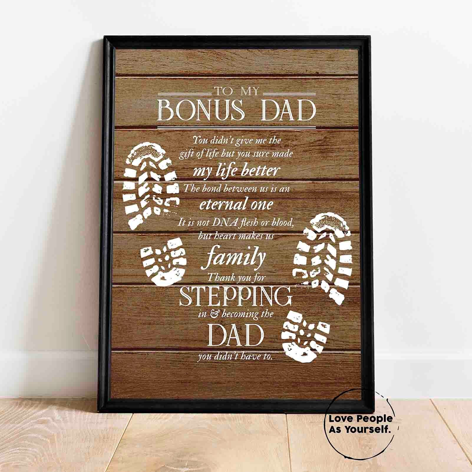 Bonus Dad Step Dad Print Poster Fathers Day Gift Thank You | Etsy