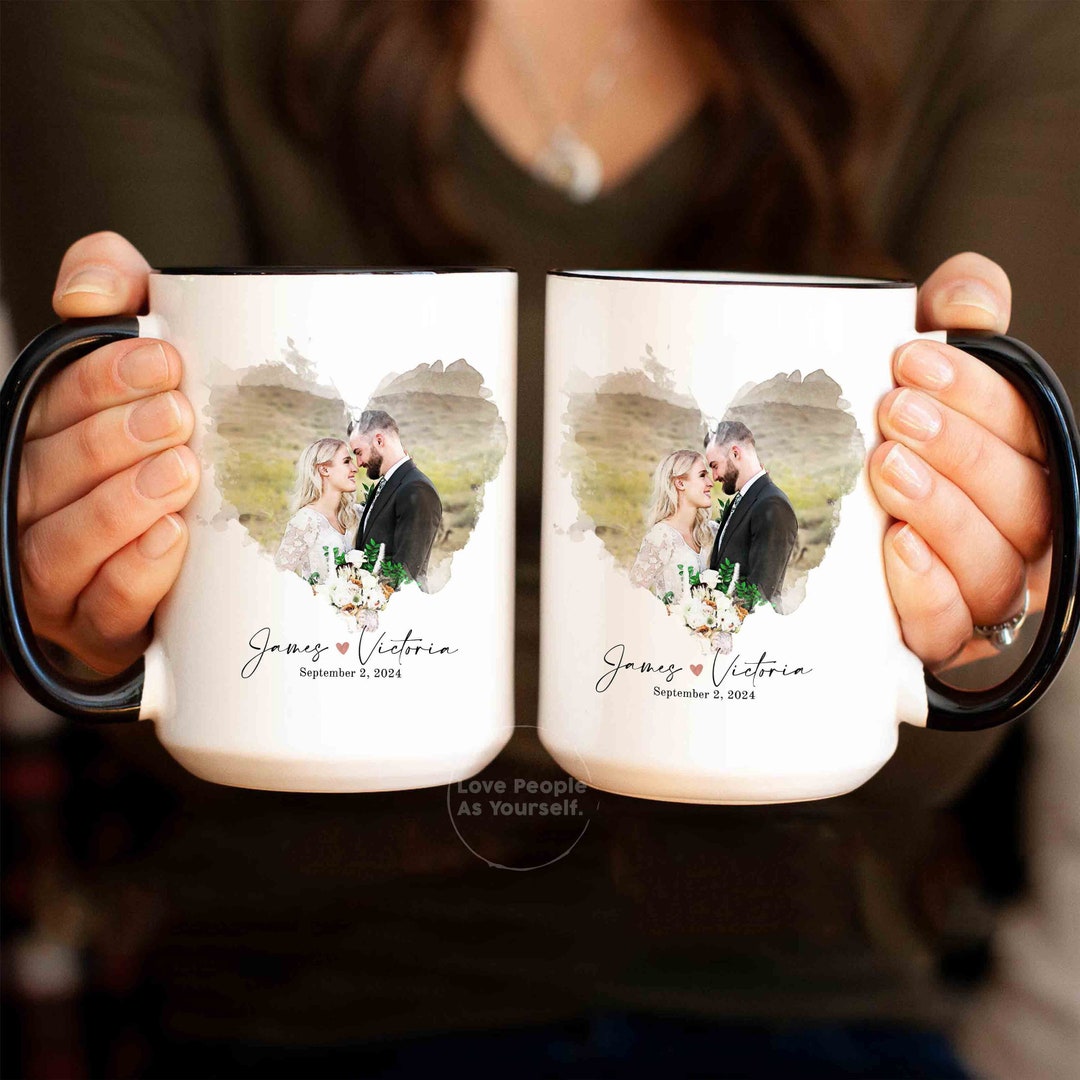 Personalized Wedding Mug Gift for Couple, Custom Watercolor Portrait ...