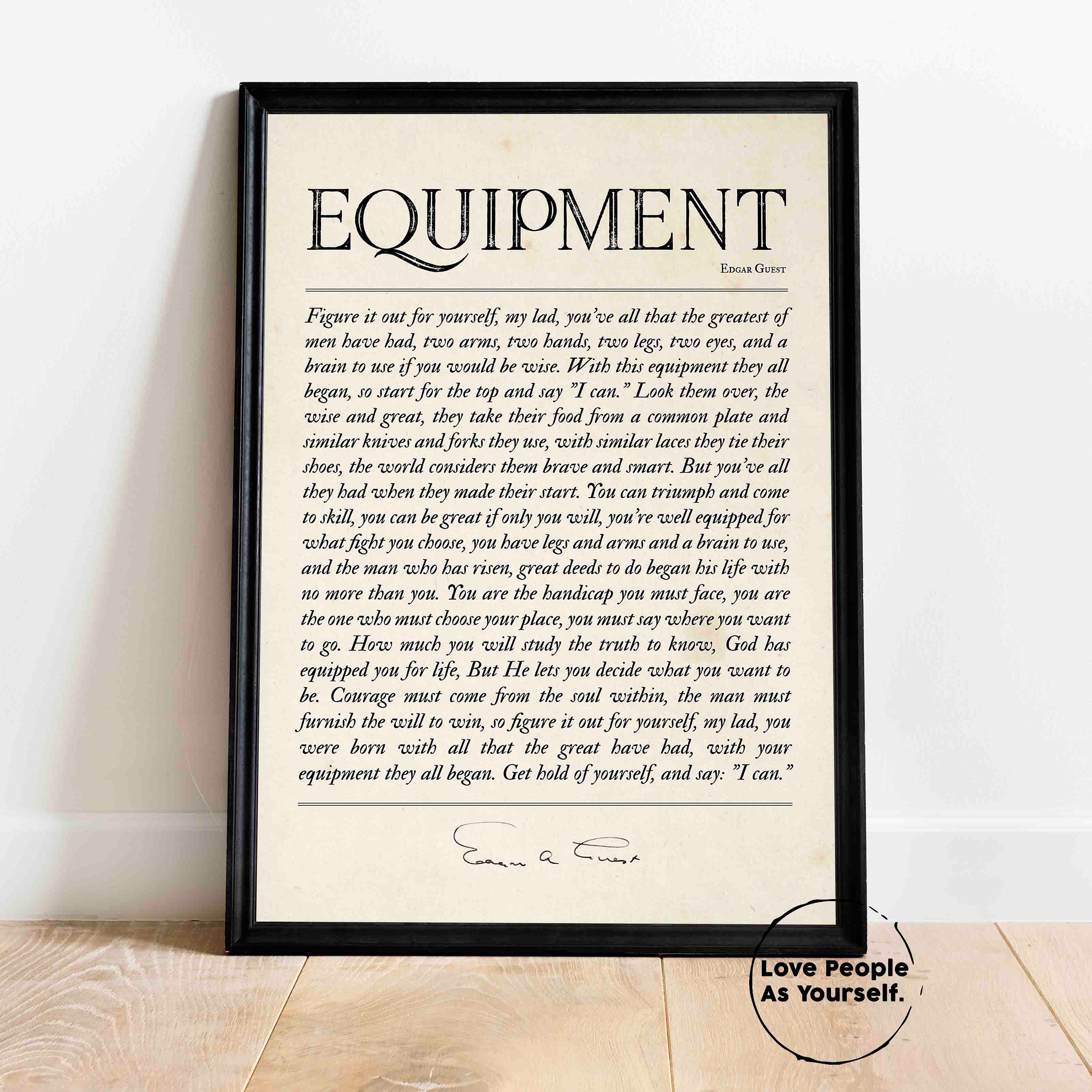 Equipment Poem by Edgar Guest Poster Print, Poetry Wall Art ...
