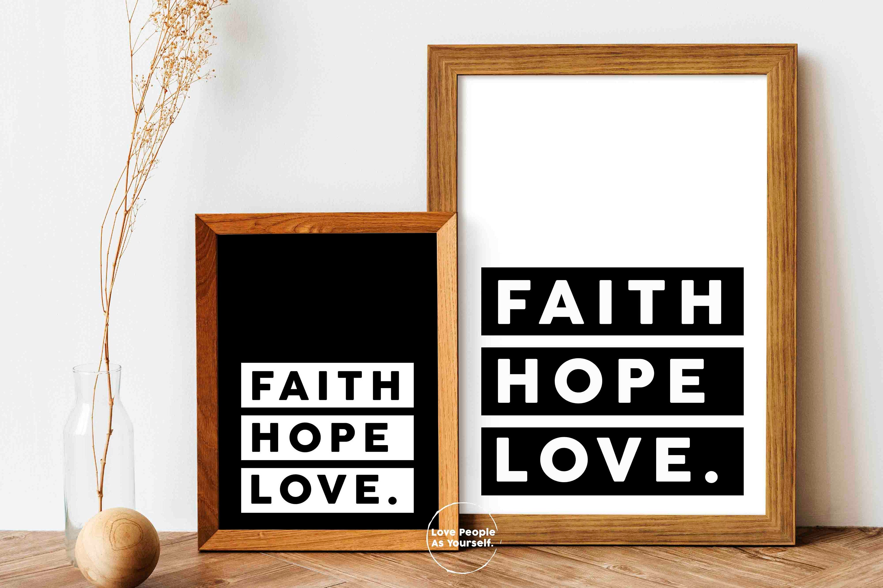 Faith Hope Love Poster Print, Printable Wall Art, Christian Children's ...