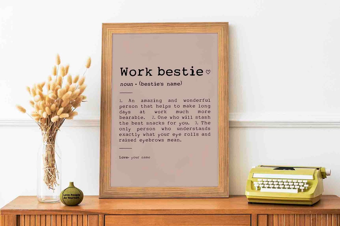 Work Bestie Definition Print, Personalized Custom Gift for Colleague ...