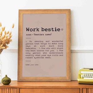 Work Bestie Definition Print, Personalized Custom Gift for Colleague ...