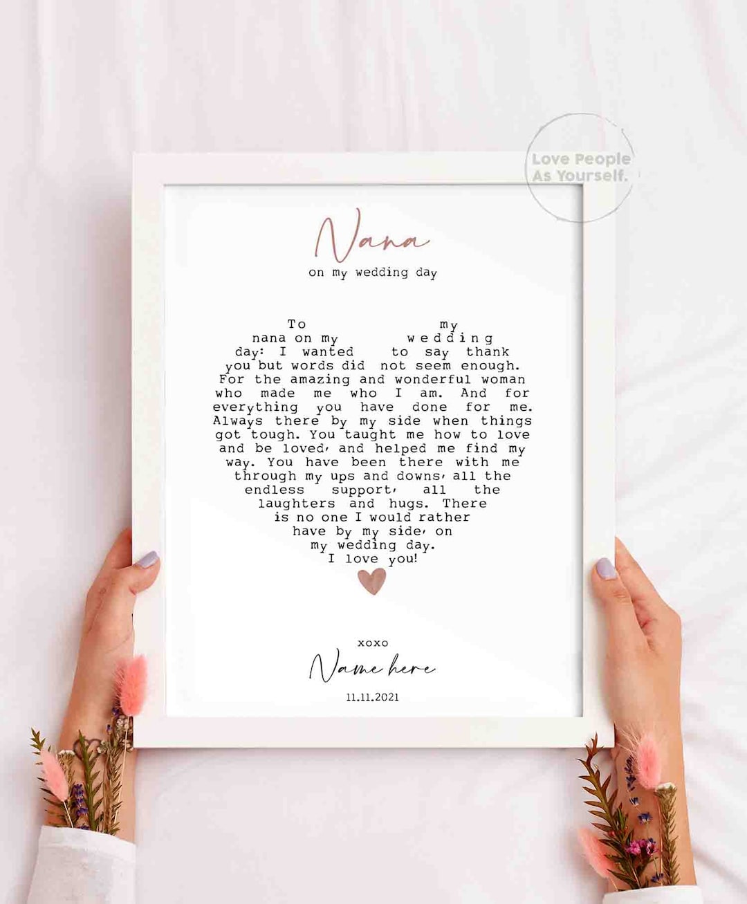 Custom Nana of the Bride Gift Personalized From Granddaughter Print ...