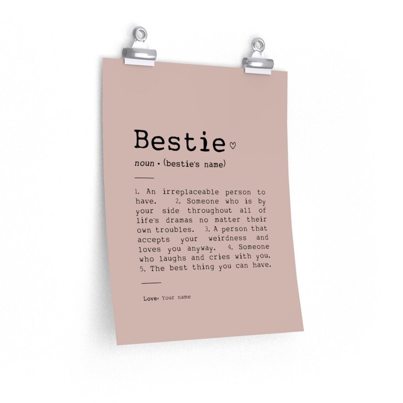 Bestie Best Friend Definition Print, Personalized Friendship Poster ...
