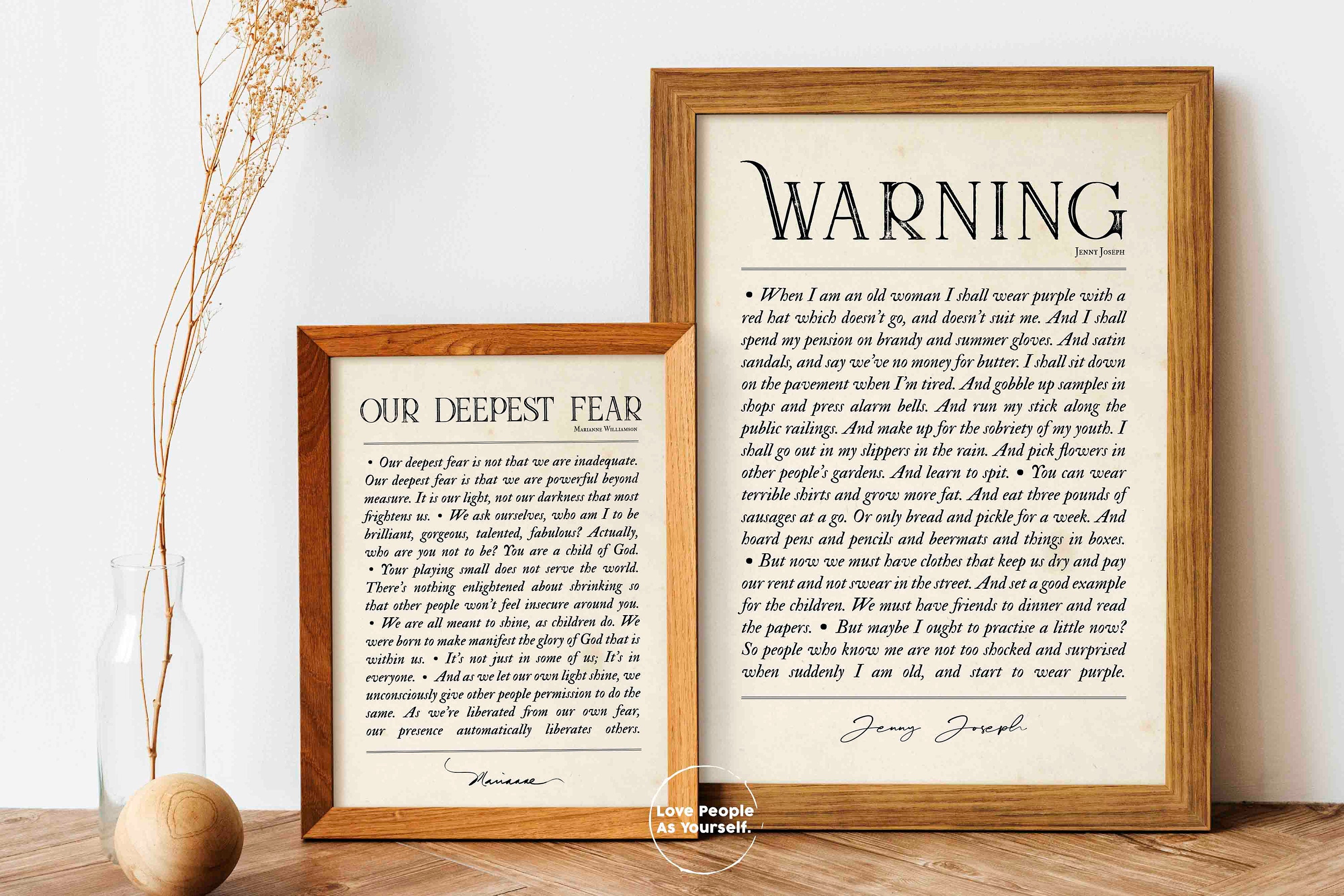 Warning Poem Print Jenny Joseph When I Grow Old I Shall Wear | Etsy