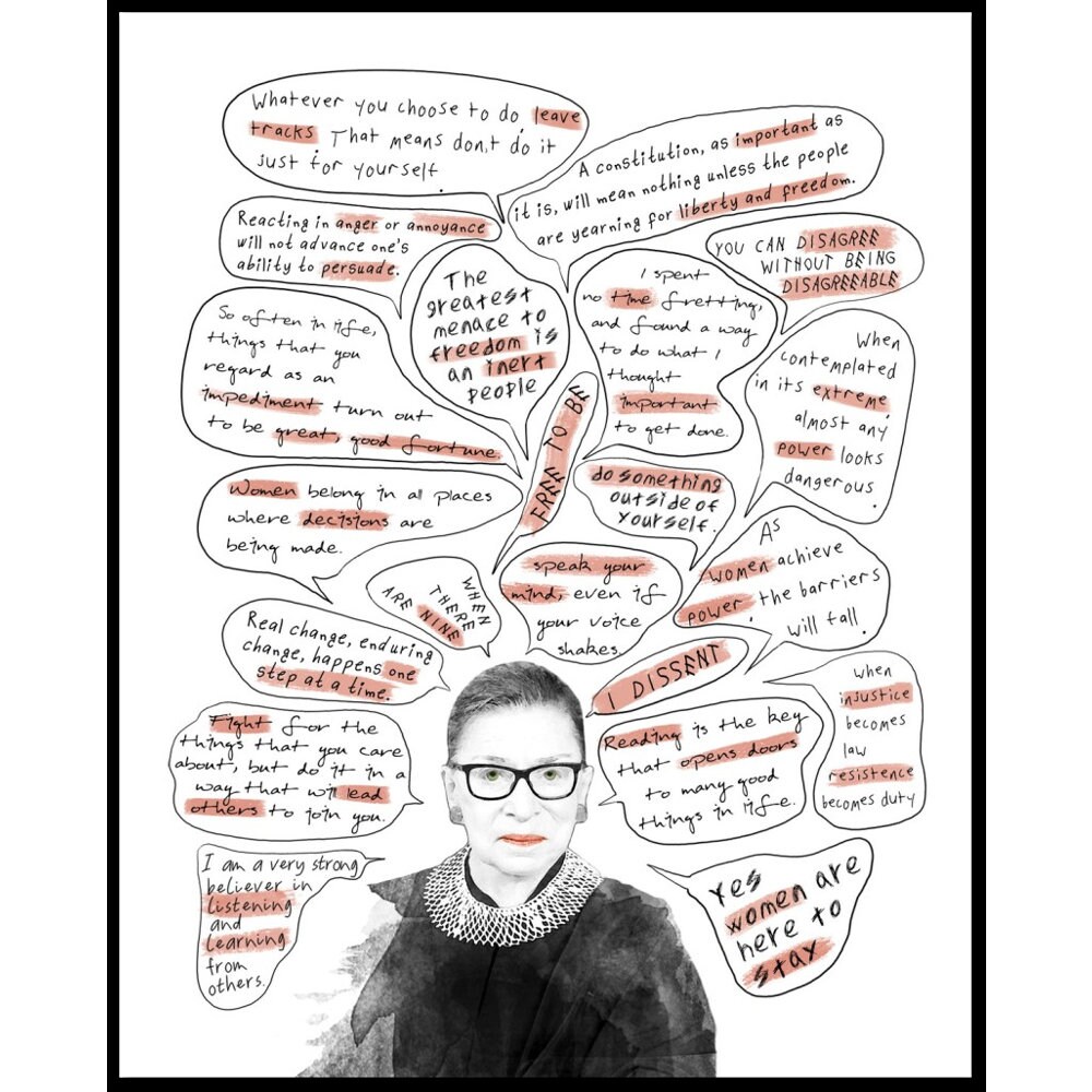 RBG Quotes Print, Supreme Court Ruth Bader Ginsburg Notorious RBG ...