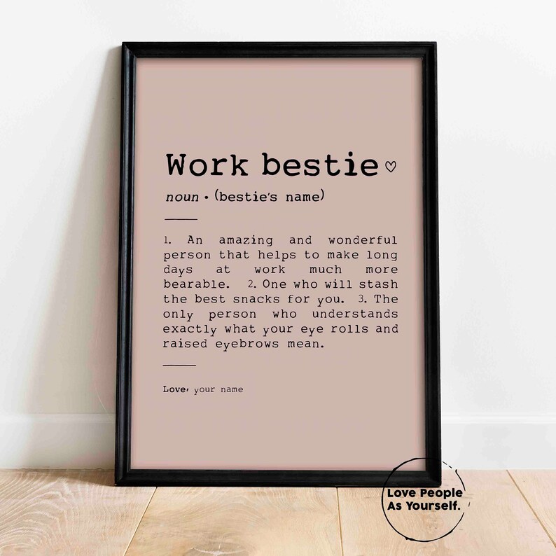 Work Bestie Definition Print, Personalized Custom Gift for Colleague ...
