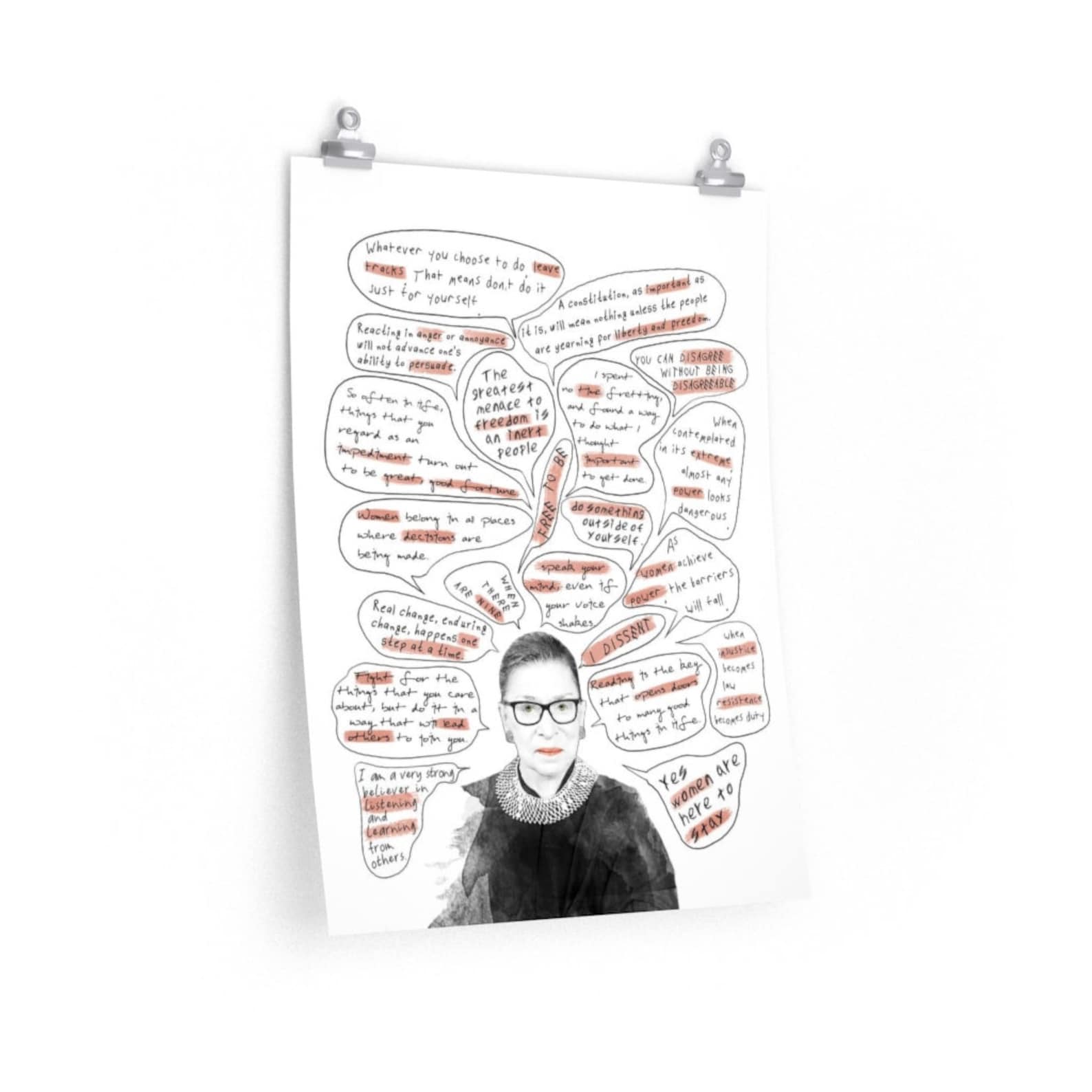 RBG Quotes Print, Supreme Court Ruth Bader Ginsburg Notorious RBG ...