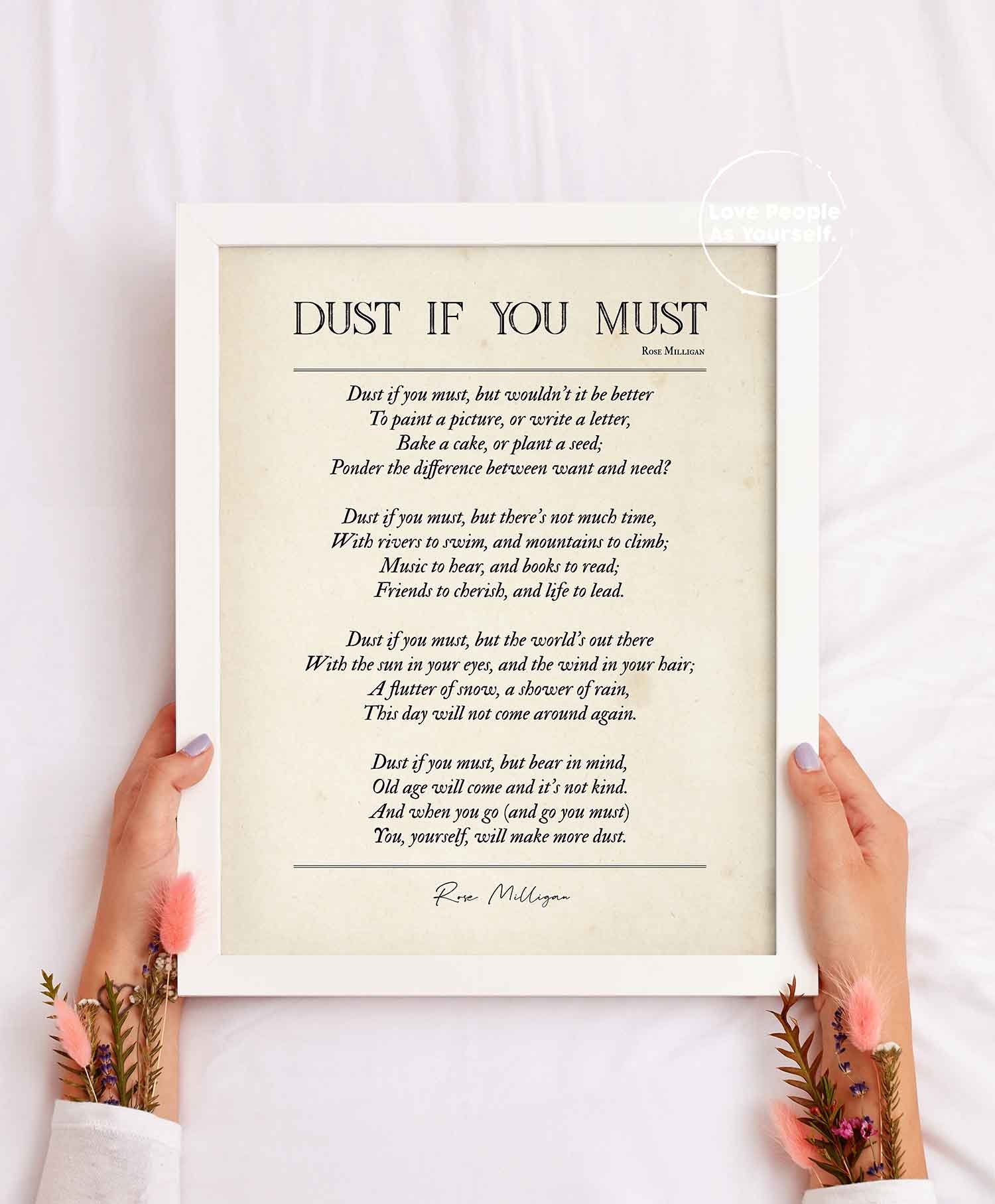 Dust If You Must by Rose Milligan Poster Print Poetry Wall - Etsy Canada