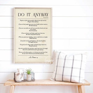 Do It Anyway Poem, Mother Teresa Quote Print, Be Kind Anyway ...
