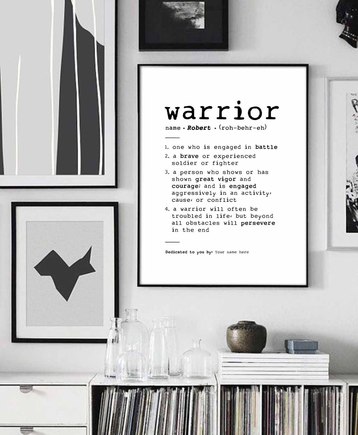 Warrior Sign, Custom Name Sign, Personalized Friend Gift, Inspirational ...