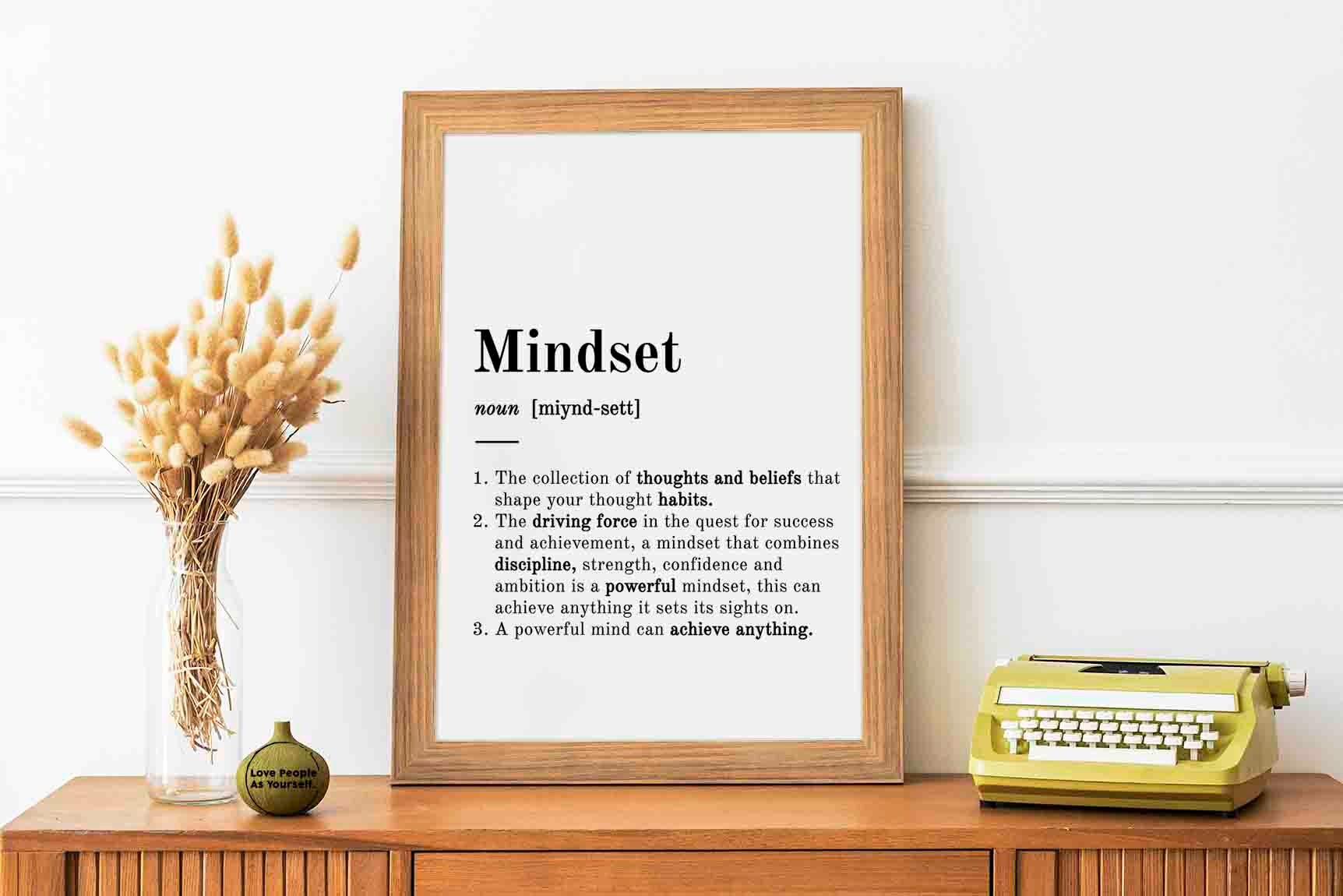 Mindset Definition Print, Office Wall Art, Home Office, Inspirational ...