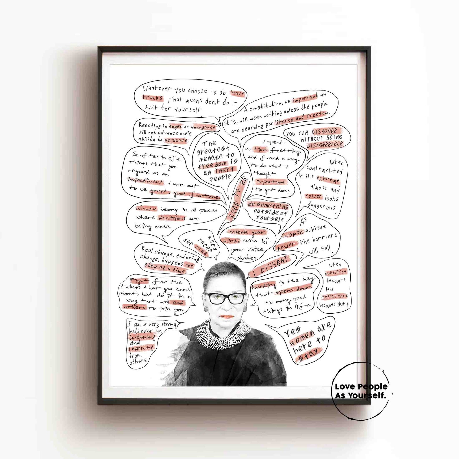 RBG Quotes Print, Supreme Court Ruth Bader Ginsburg Notorious RBG ...