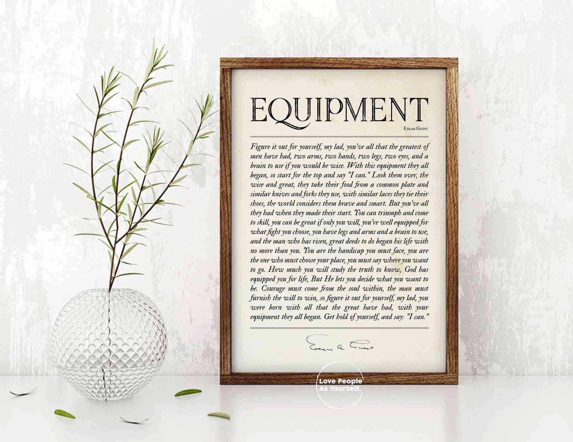 Equipment Poem by Edgar Guest Poster Print, Poetry Wall Art ...