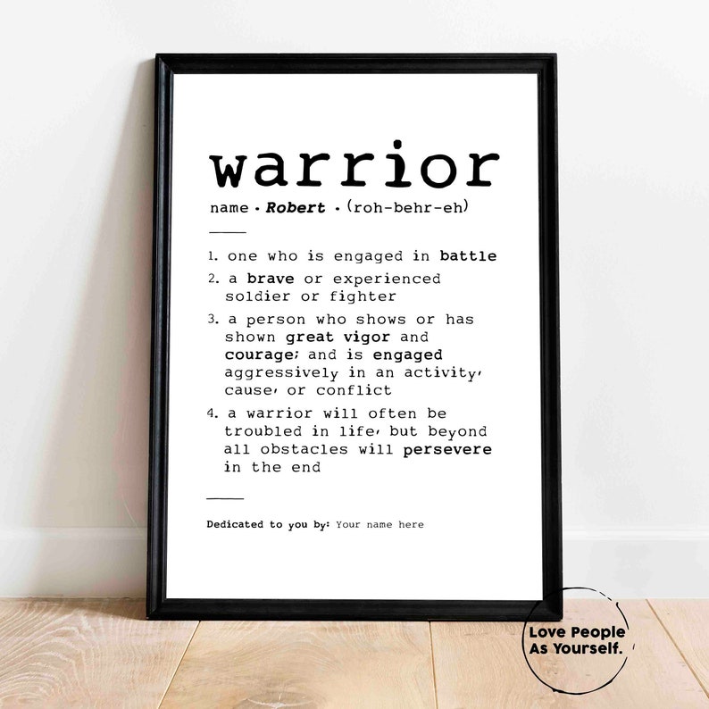 Warrior Sign, Custom Name Sign, Personalized Friend Gift, Inspirational ...