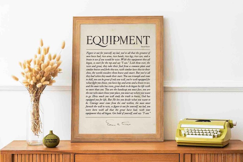 Equipment Poem by Edgar Guest Poster Print, Poetry Wall Art ...