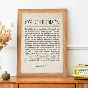 On Children Poster Print by Kahlil Gibran, Poem About Children, Gift ...