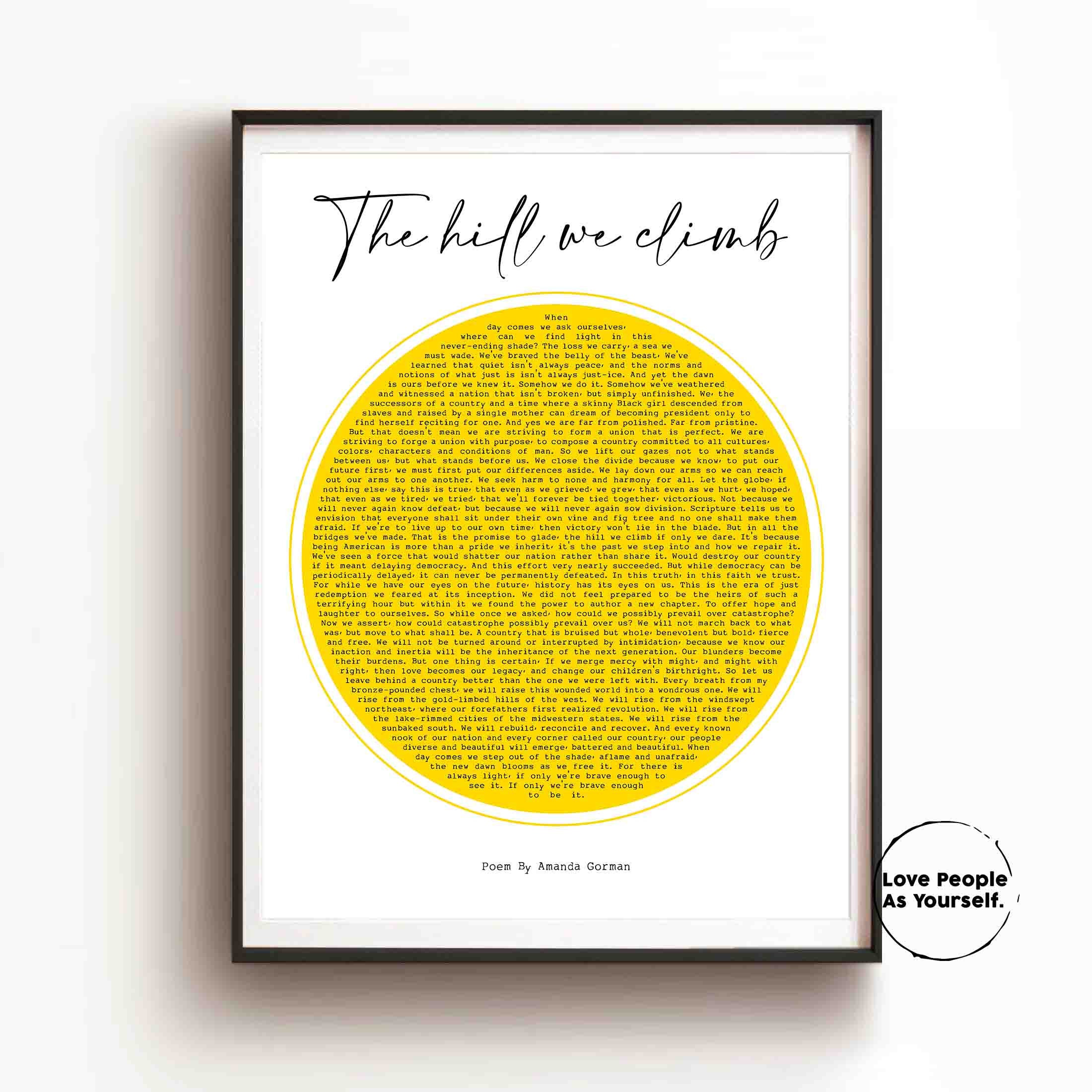 Amanda Gorman Full Poem the Hill We Climb American Poet - Etsy