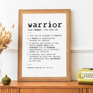 Warrior Sign, Custom Name Sign, Personalized Friend Gift, Inspirational ...