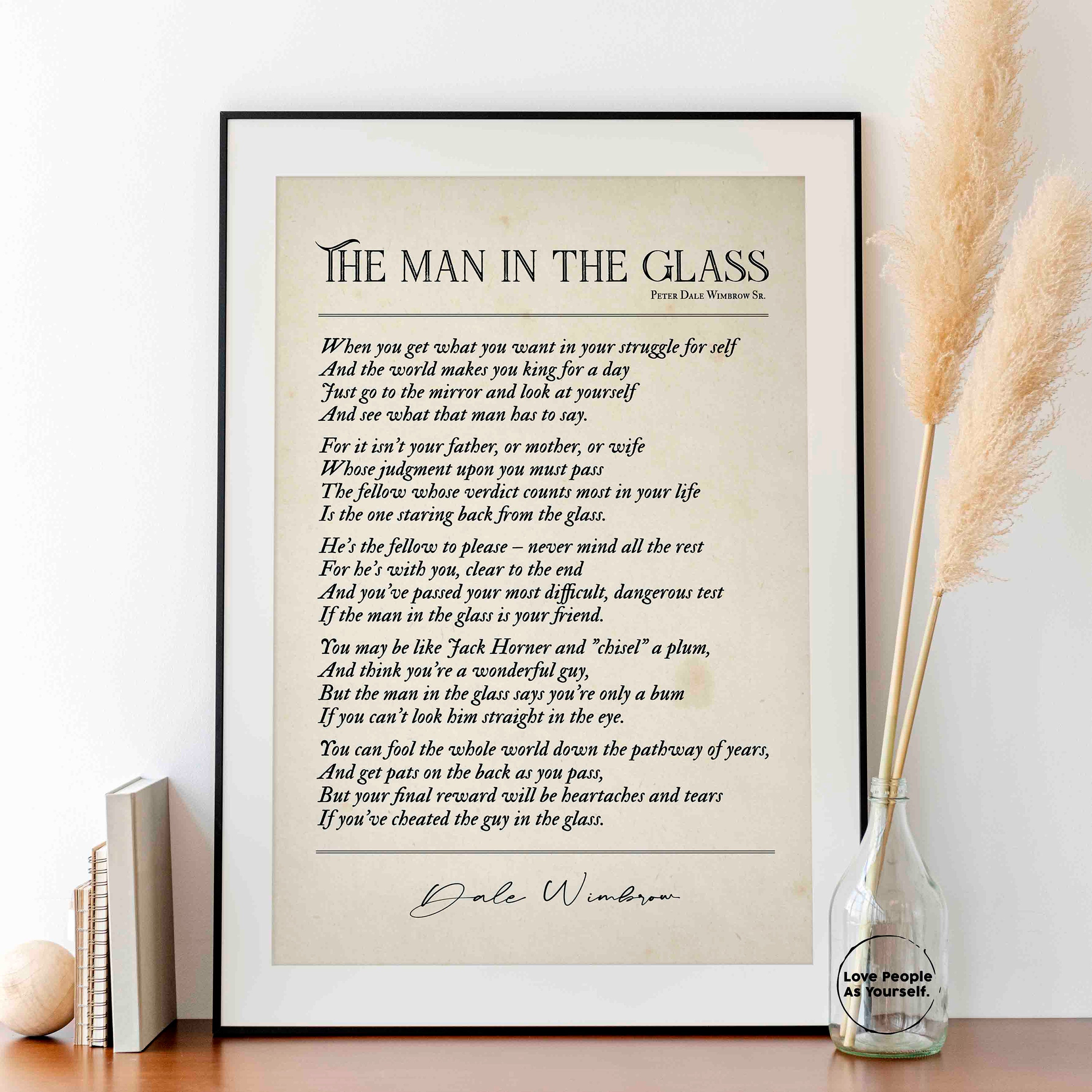 The Man in the Glass Poster Print Dale Wimbrow Poem Poetry - Etsy