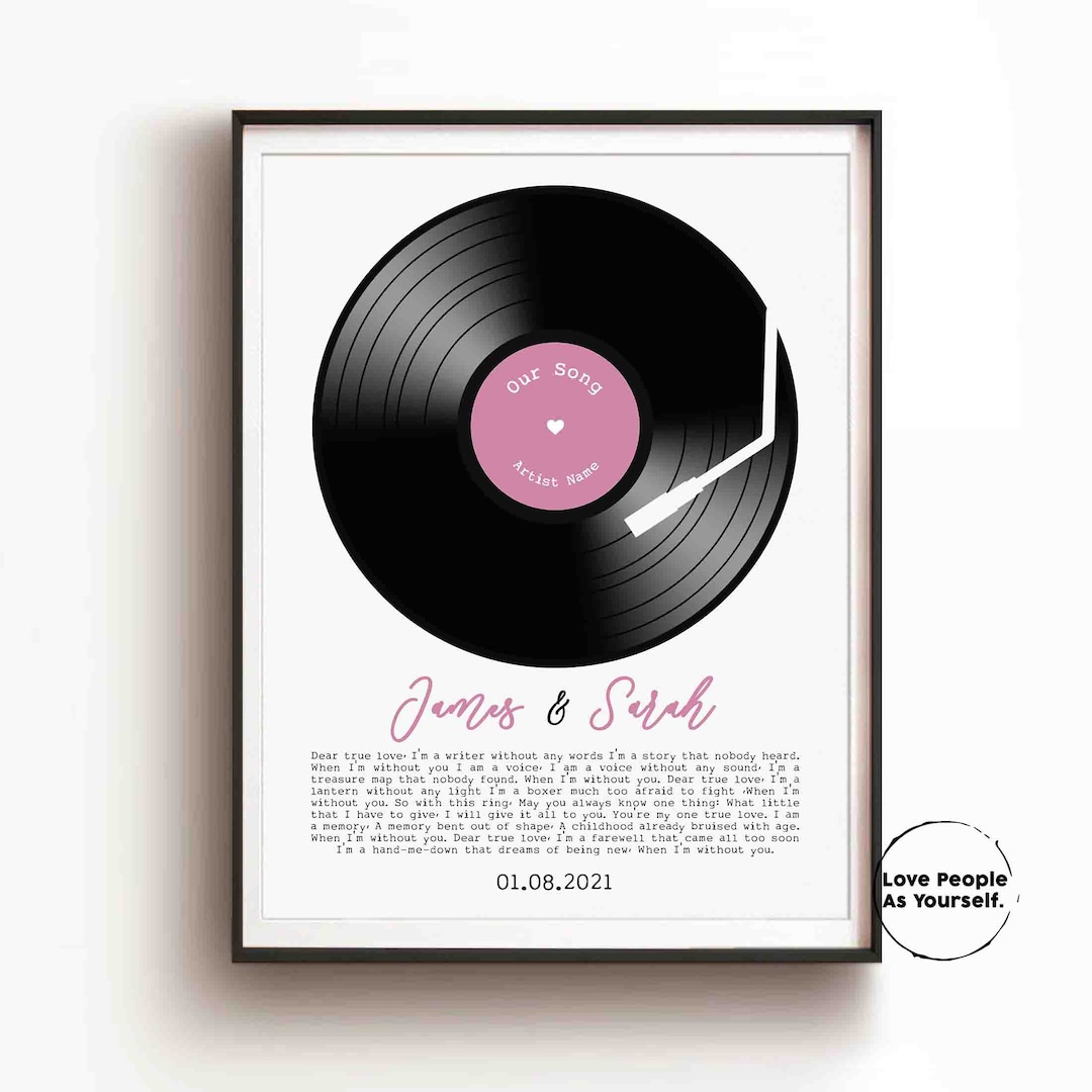 Personalized Record Print, Printable Wall Art, Anniversary Custom Vinyl ...