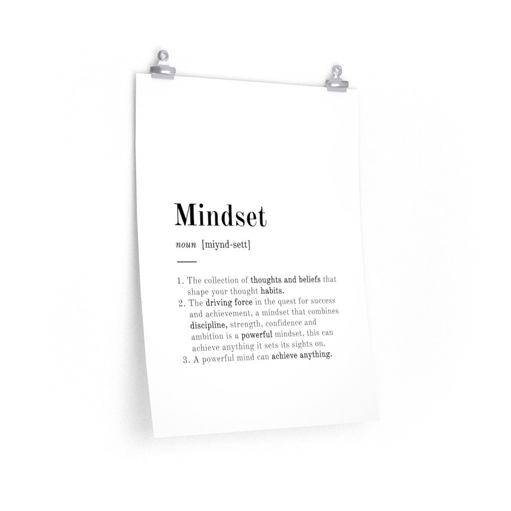 Mindset Definition Print Office Wall Art Home Office - Etsy