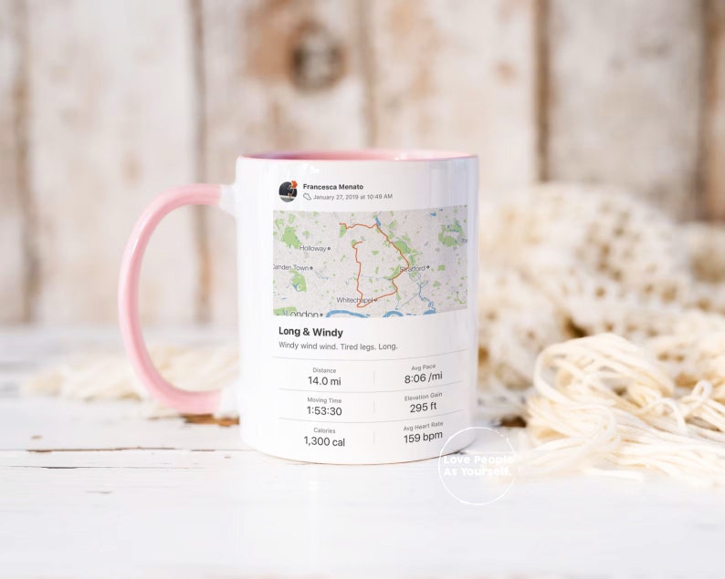 Strava Map Coffee Mug, Runner Mug Gift, Custom Running Sport Activity ...