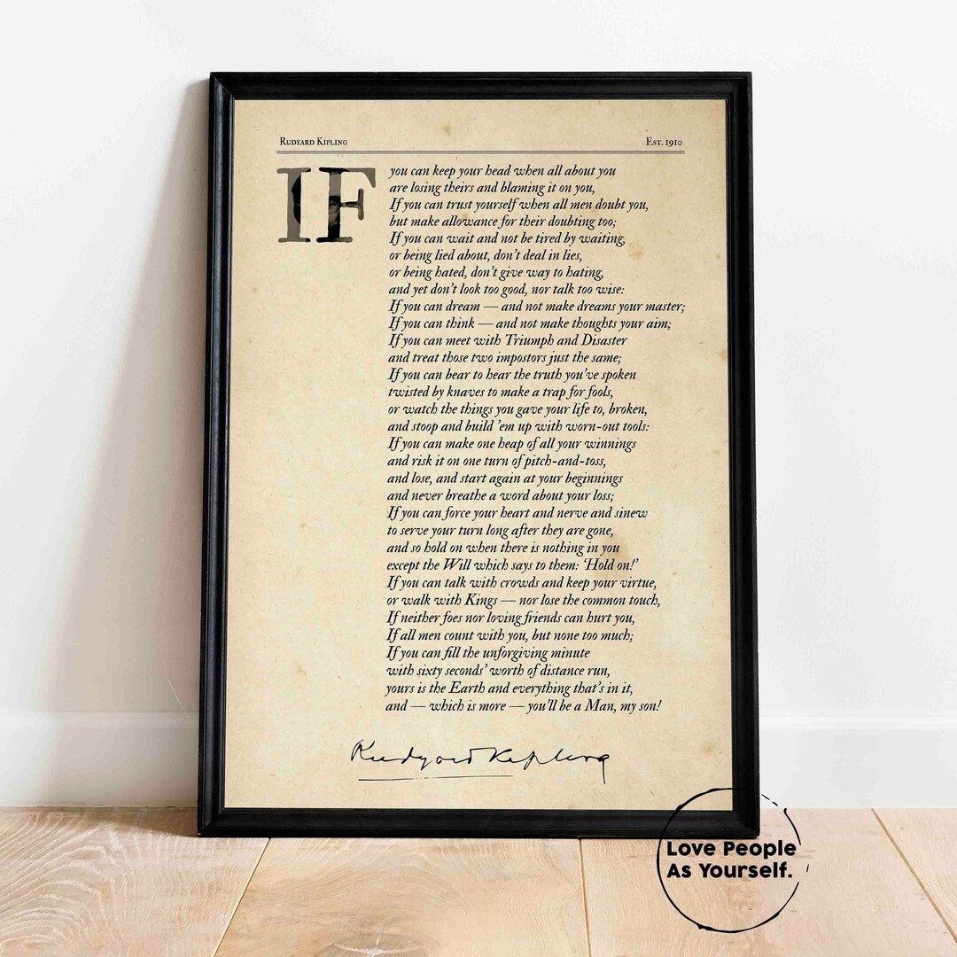 IF Poem Print, Rudyard Kipling Art Print, Inspirational Prints ...