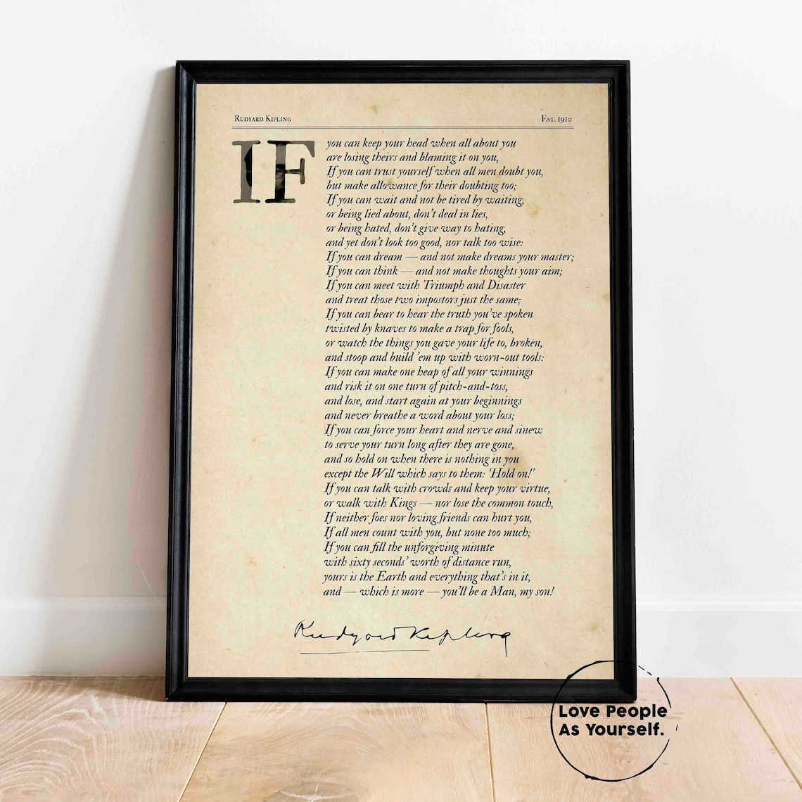 IF Poem Print Rudyard Kipling Art Print Inspirational - Etsy