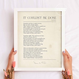 It Couldn't Be Done Poem by Edgar Guest Poster Print Poetry Wall Art ...